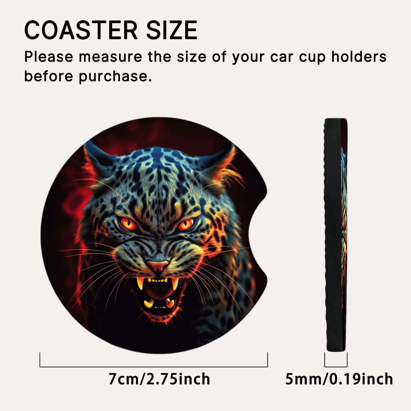 Leopard Pattern Foam Absorbent Car Cup Holder Coasters - Temu United