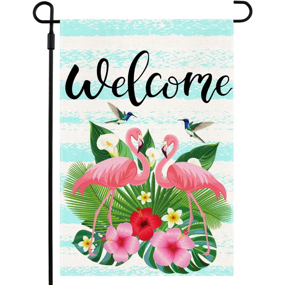 Flamingo Garden Flag Double Sided Bluebird - Temu