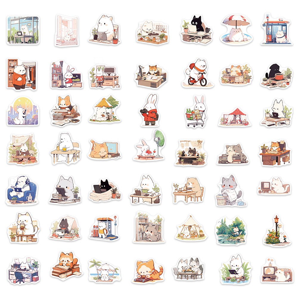 Cartoon Animals Stickers Waterproof Doodle Sticker For Laptop Pc ...