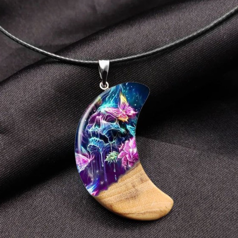 Fantasy Style Dazzle Skull Moon shaped Necklace Birthday - Temu Australia