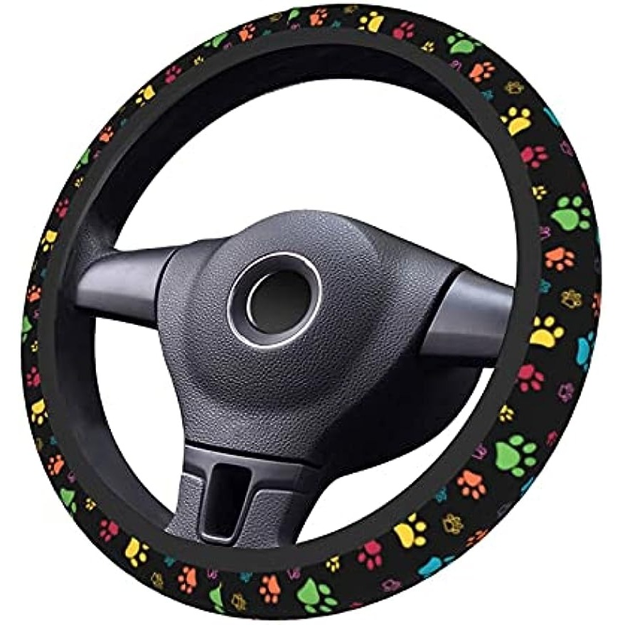 Cute Steering Wheel Cover Dog Paw Prints Steering Wheel Cover For Women ...