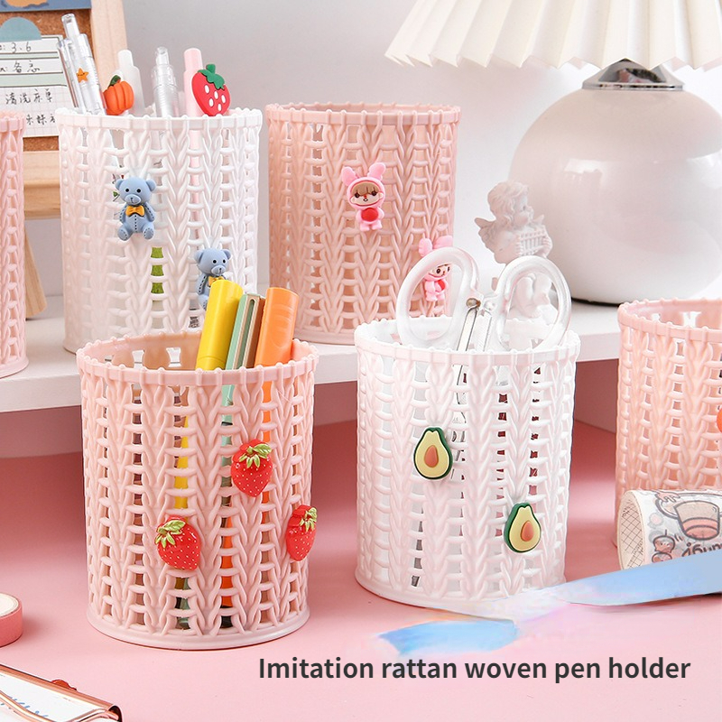 beautiful rattan woven pen holder korean version - Temu Australia
