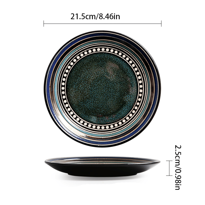 Ceramic Flat Plate Creative Dish Japanese Retro Tableware - Temu United