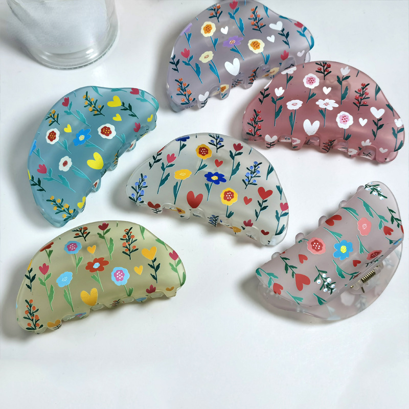 Simple Flower Pattern Hair Clips Claw Clips Small Casual - Temu Canada