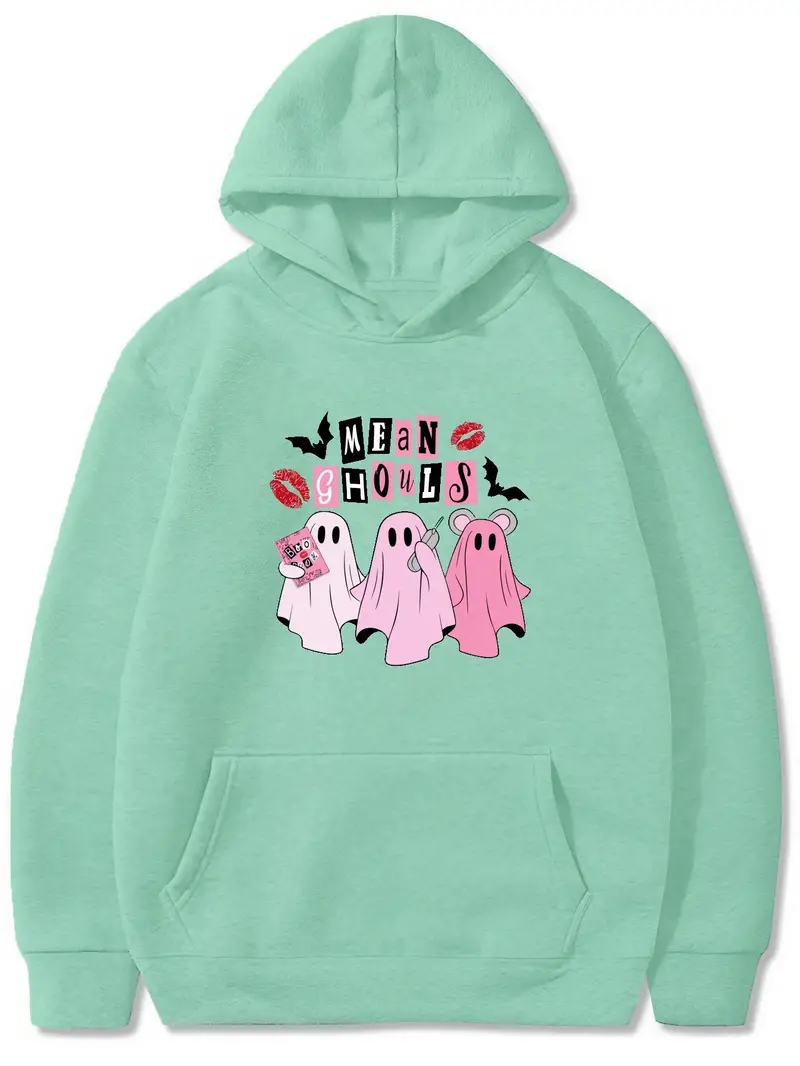 Ghost Print Hoodies Men Graphic Hoodie Kangaroo Pocket Comfy Temu Canada