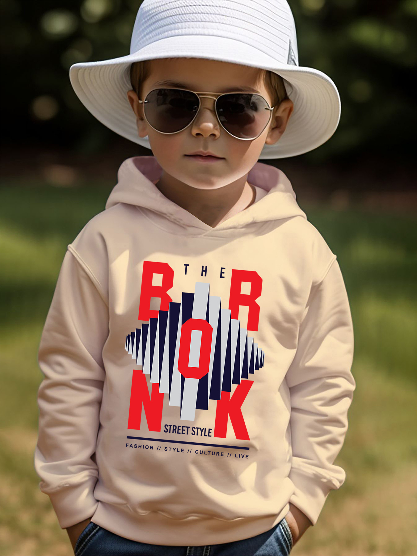 Bronk Print Boy's Fleece Hooded Sweatshirt Casual Pullover - Temu Denmark