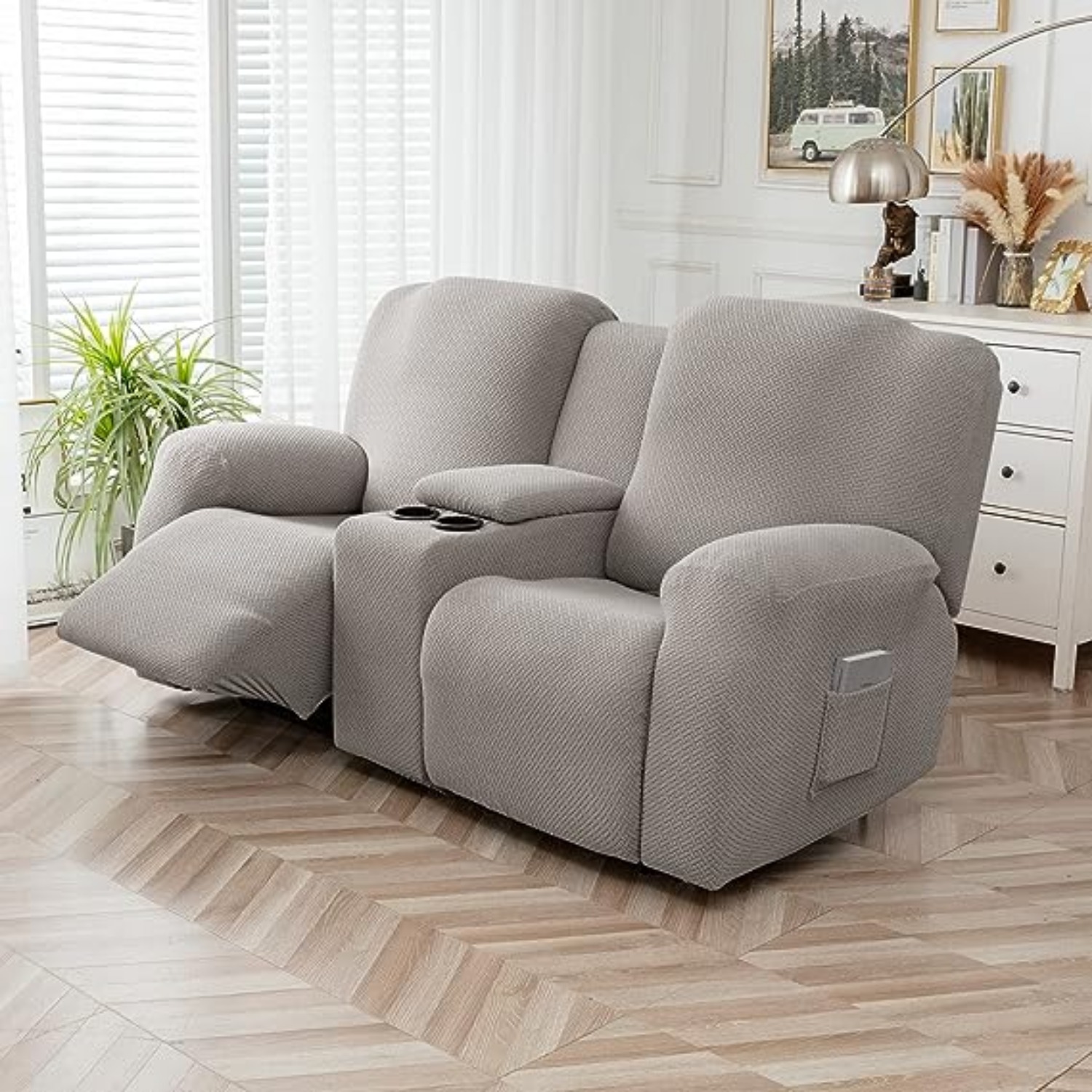 jacquard velvet loveseat recliner console cover Temu