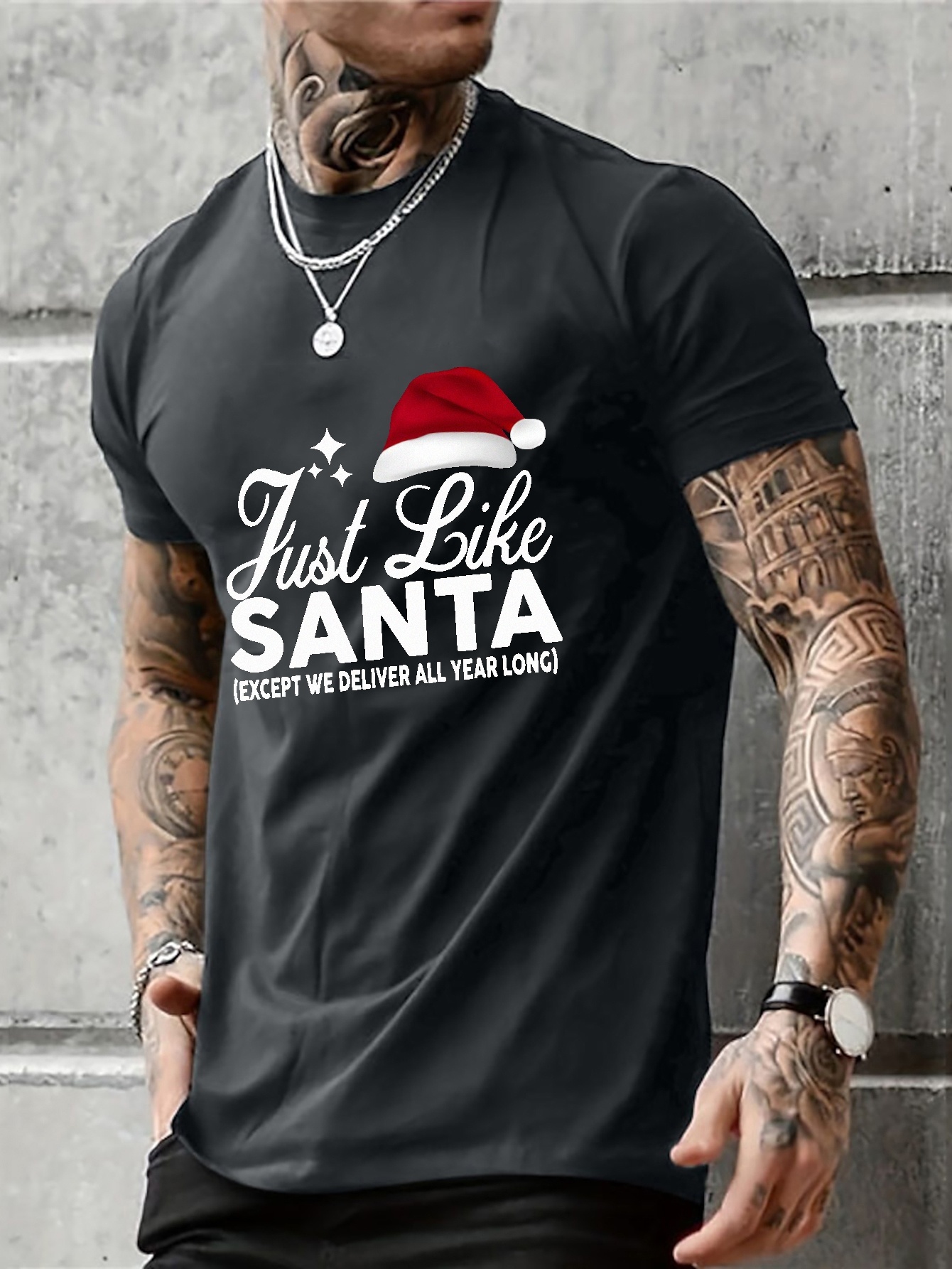Plus Size Trendy T shirt Men " Like A Santa" Graphic Print - Temu Portugal