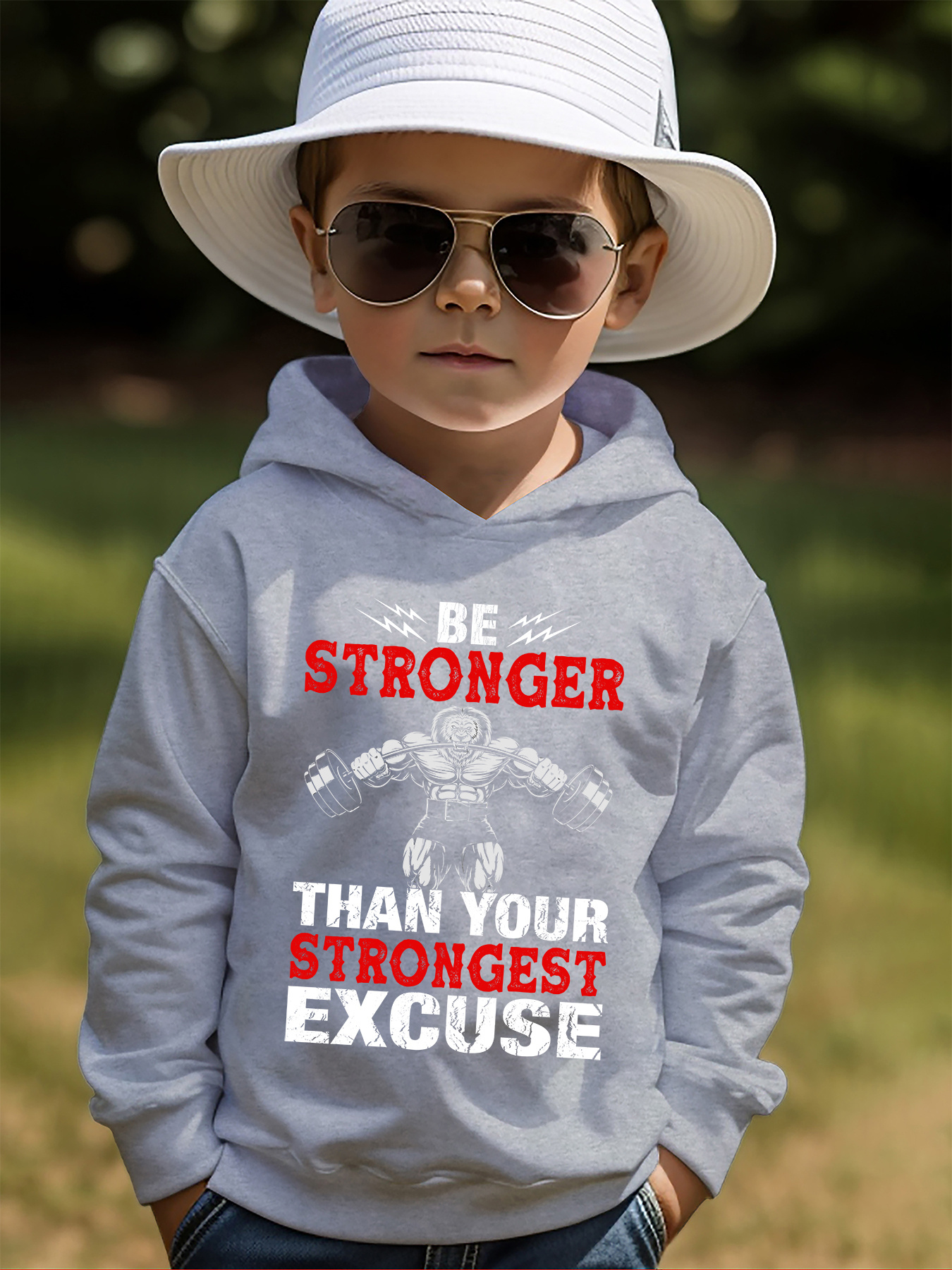 lifting lion print boys casual pullover long sleeve hoodies - Temu ...