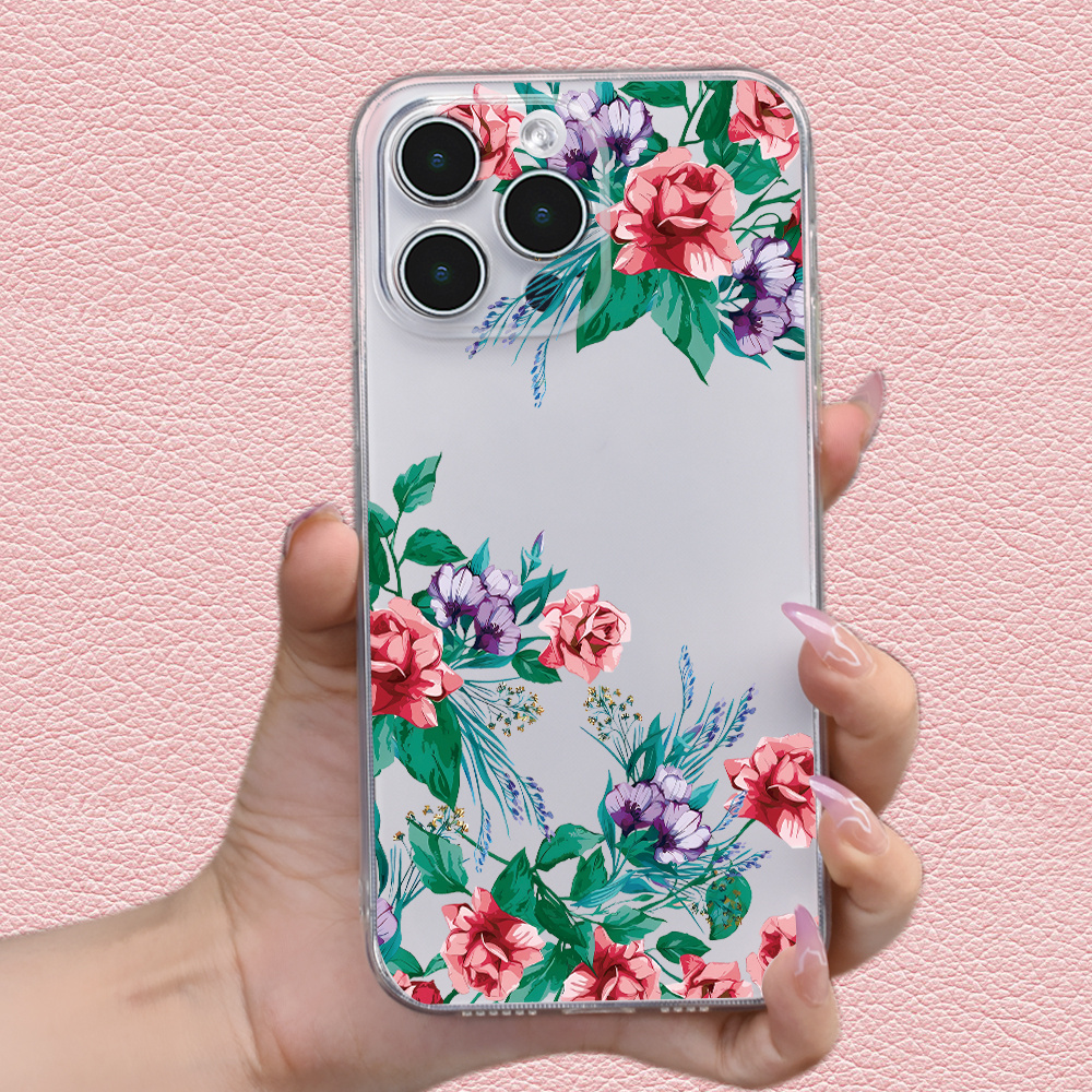Simple Fresh Floral Print Mobile Phone Case Suitable Iphone - Temu ...