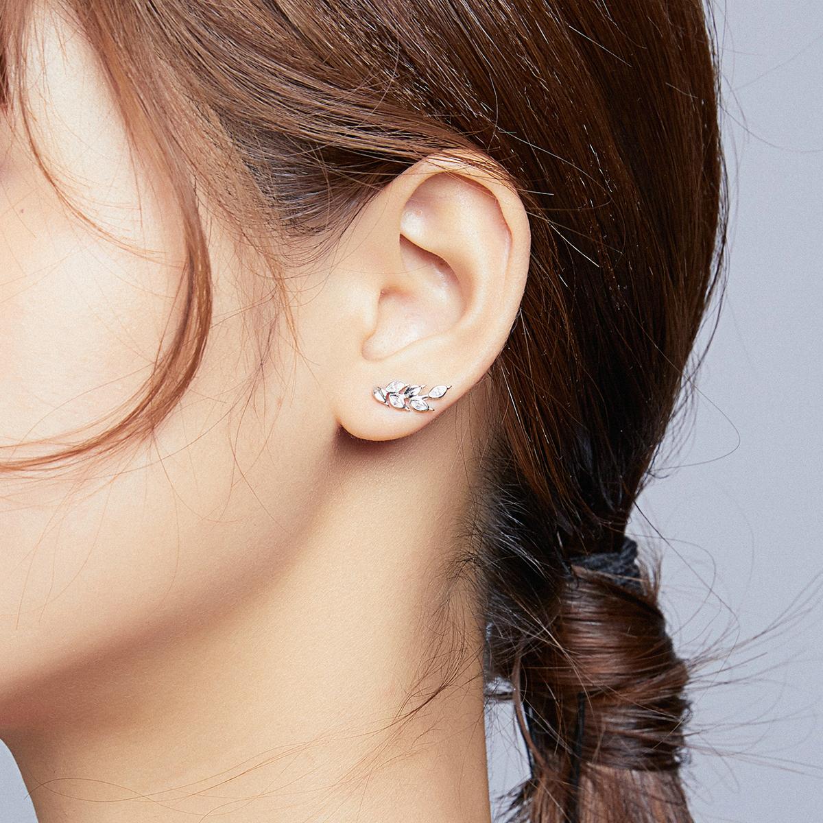 925 Sterling Silver Leaf Shaped Stud Earrings Hypoallergenic - Temu ...