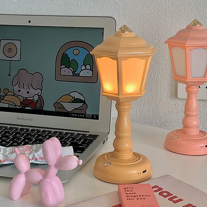 Retro Led Desk Lamp Cute Table Night Light Mini Street Lamp - Temu