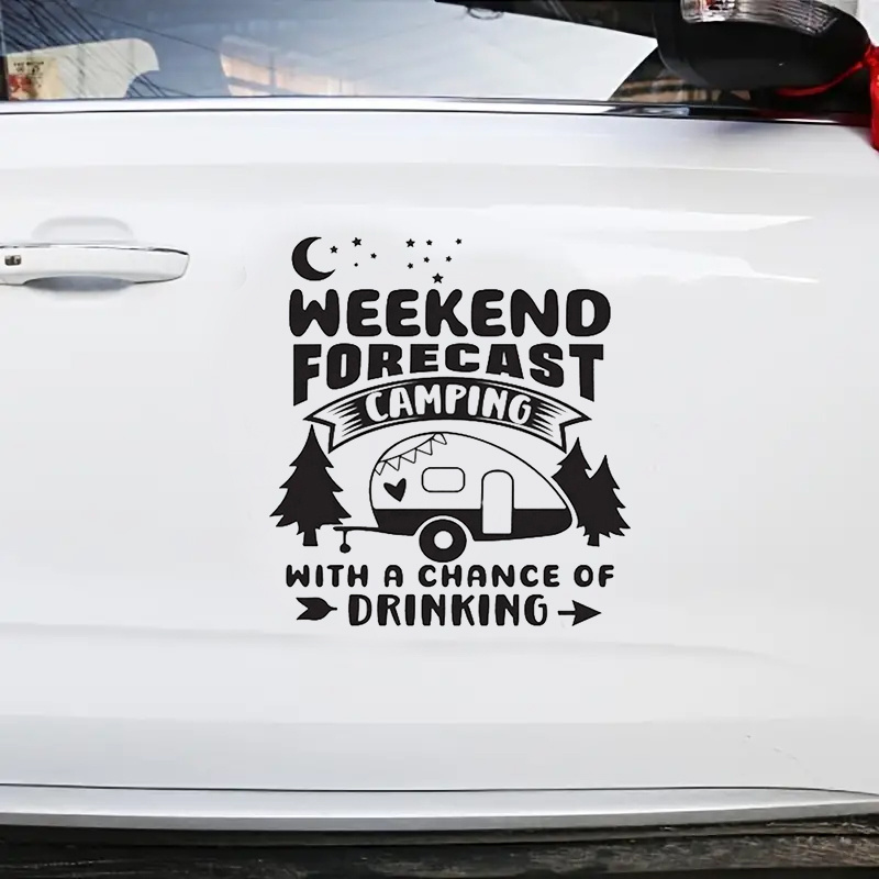 weekend forecast camping a drinking car sticker - Temu Australia