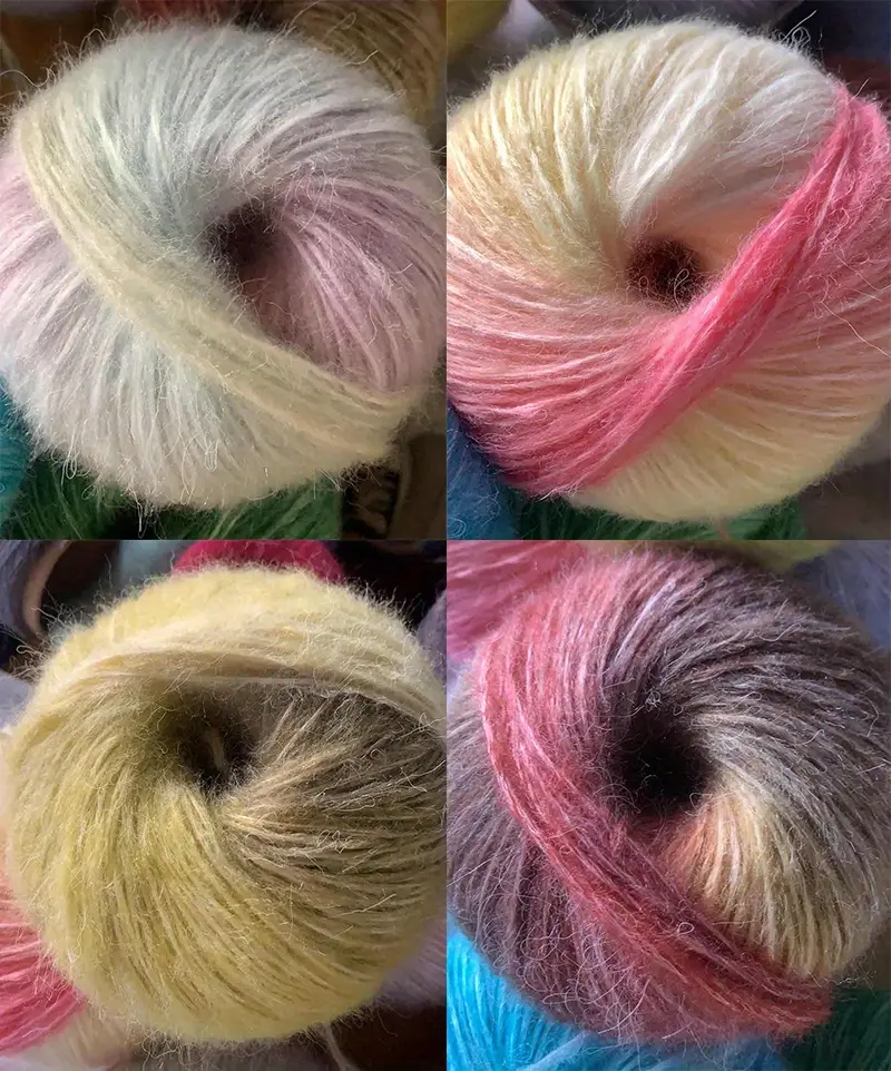 5 個モヘア色糸手編み糸 Diy かぎ針編みとニットスカーフショールセーターカラフルな虹色 200 メートル 50 グラム ピース
