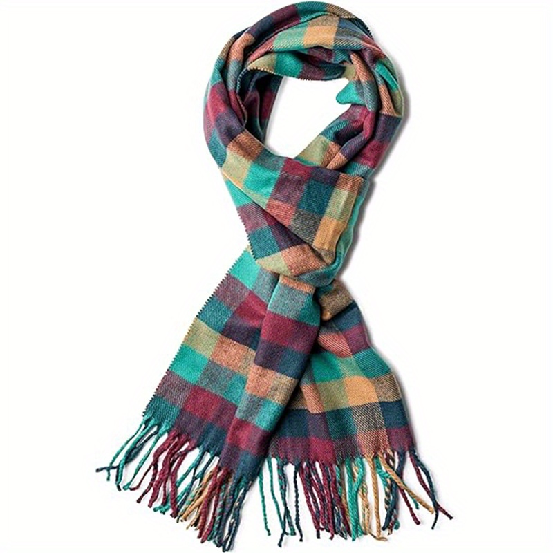 classic tartan tassel scarf elegant cashmere - Temu Canada