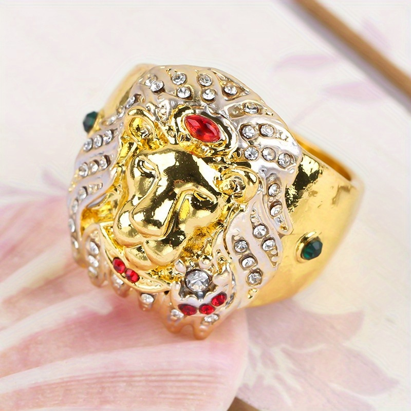 Personality Luxurious Lion King Colorful Faux Diamond Men's - Temu