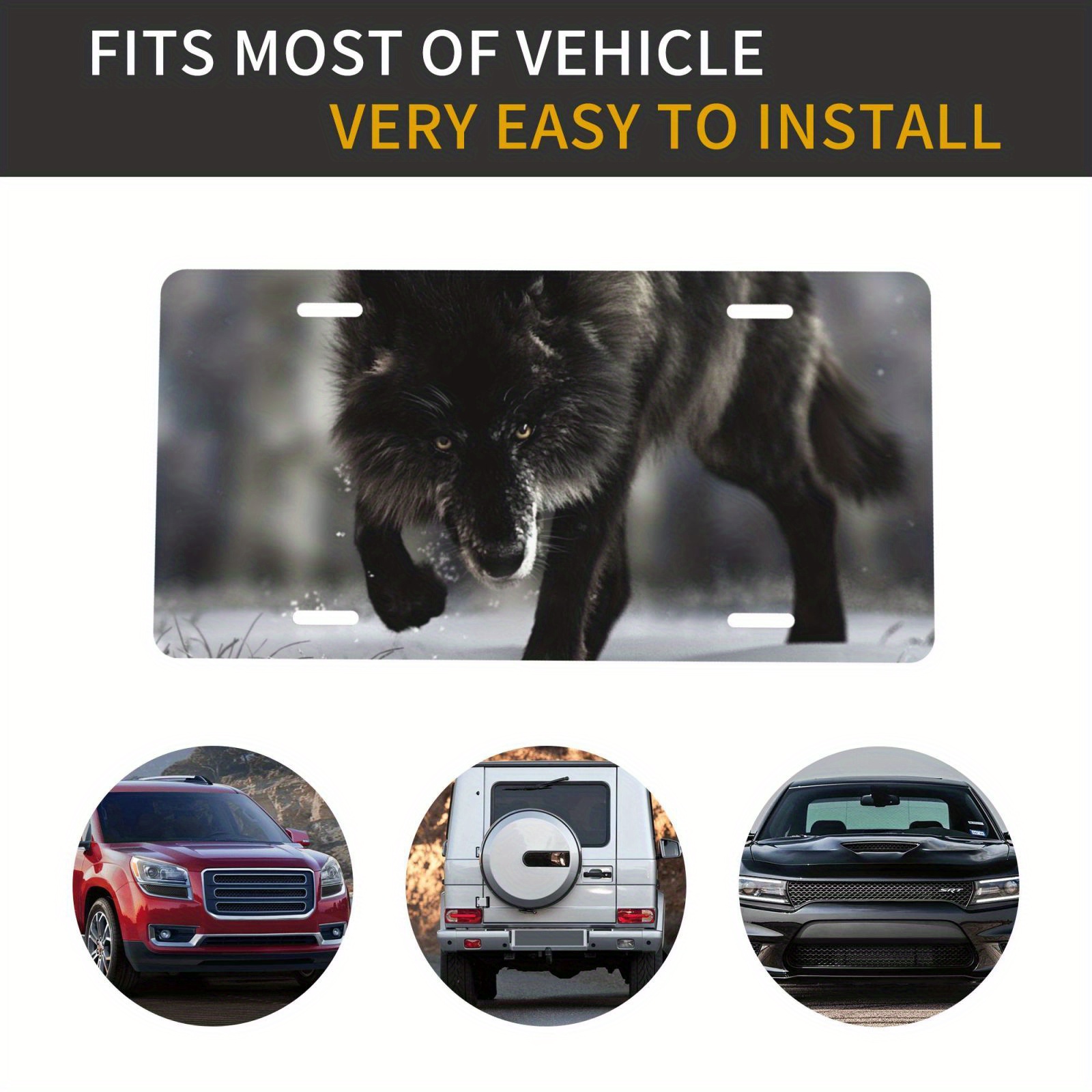 Wolf Dog Pattern Aluminum Metal Car Tag 6x12 | Temu United Kingdom
