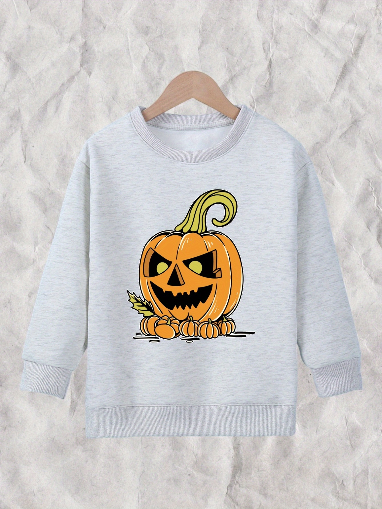 Cartoon Pumpkin Print Sweatshirt For Kids Casual Pullover - Temu New Zealand