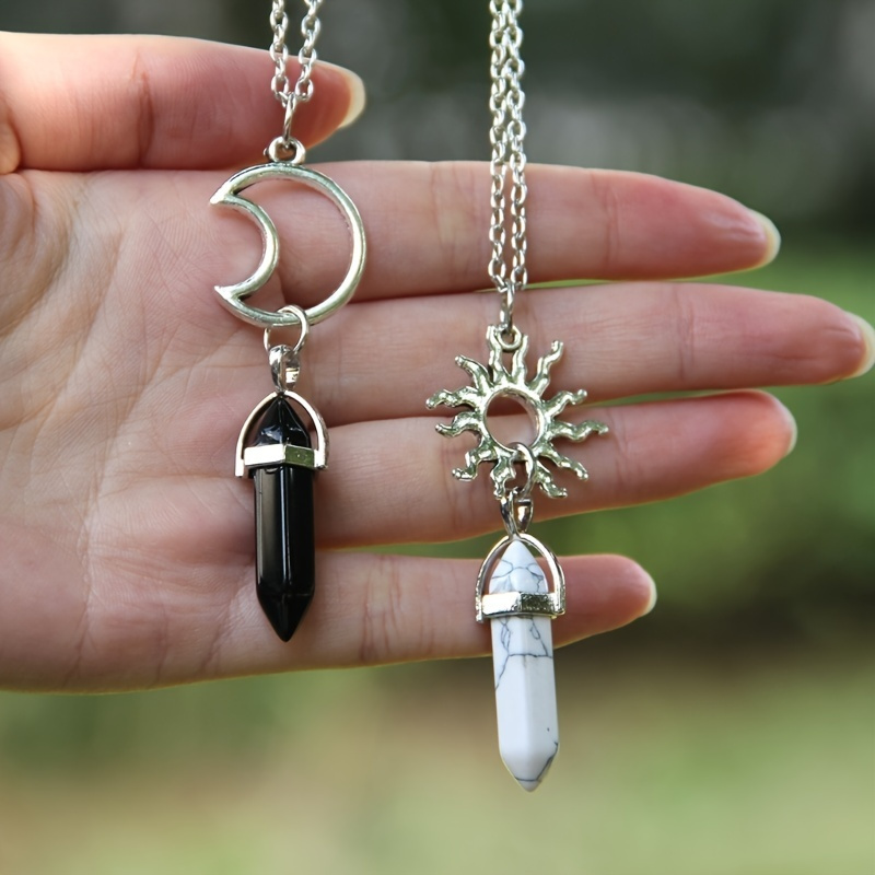 Sun and moon crystal necklace store