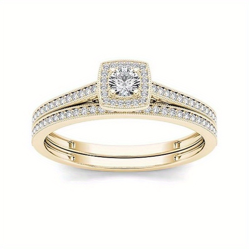 Elegant Stacking Rings 14k Gold Plated Paved Shining - Temu Canada