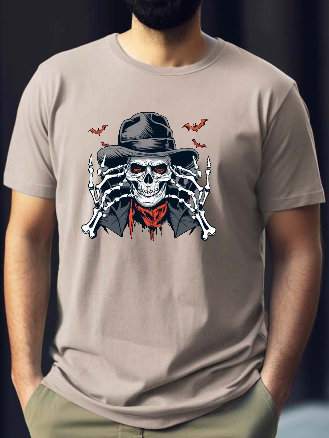 Skeleton Cowboy Print T Shirt Tees Men Casual Short Sleeve T - Temu New ...