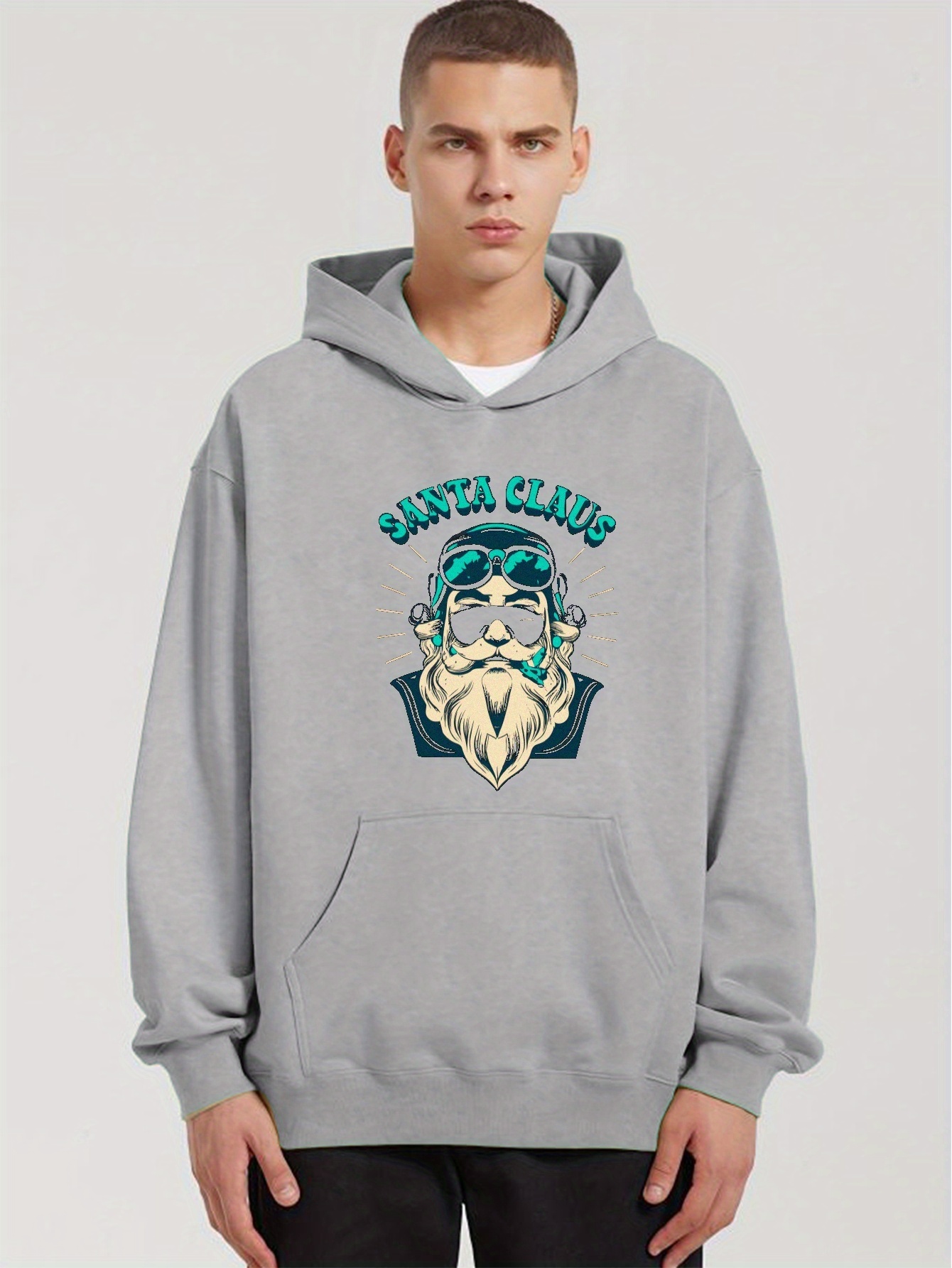 Christmas Stylish Santa Claus Print Hoodie Cool Hoodies For Temu