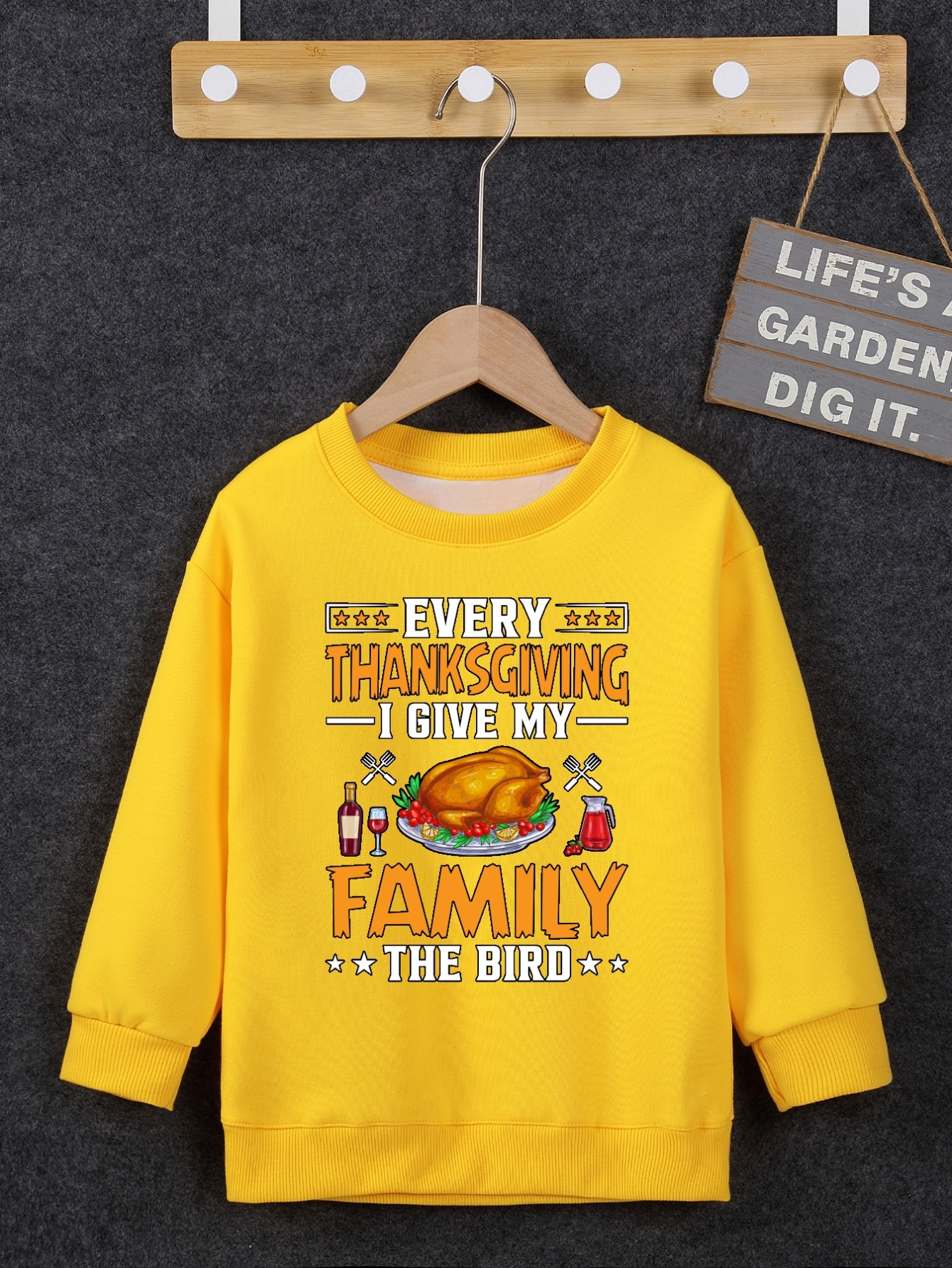 Every Thanksgiving Give Family Bird Letter Pattern Print - Temu Australia