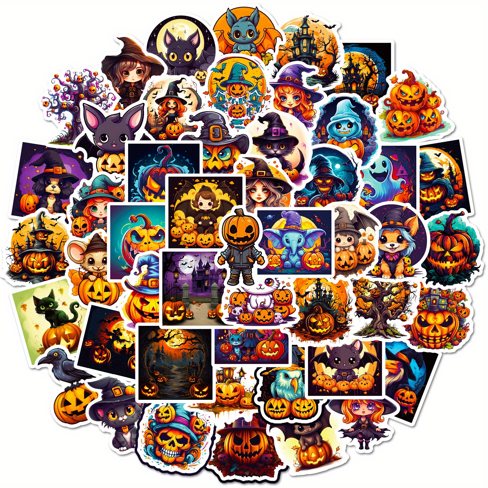 Pumpkin Doodle Waterproof Stickers For Guitar Skateboard Water Bottles ...