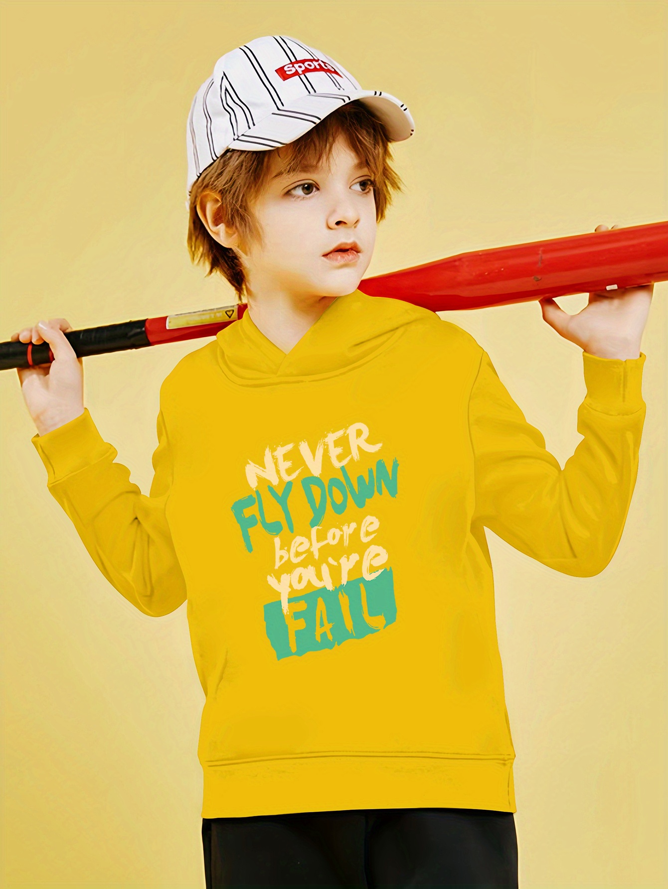 Never Fly 're Fall Letter Print Cute cozy Hoodie Kids Boys - Temu Ireland