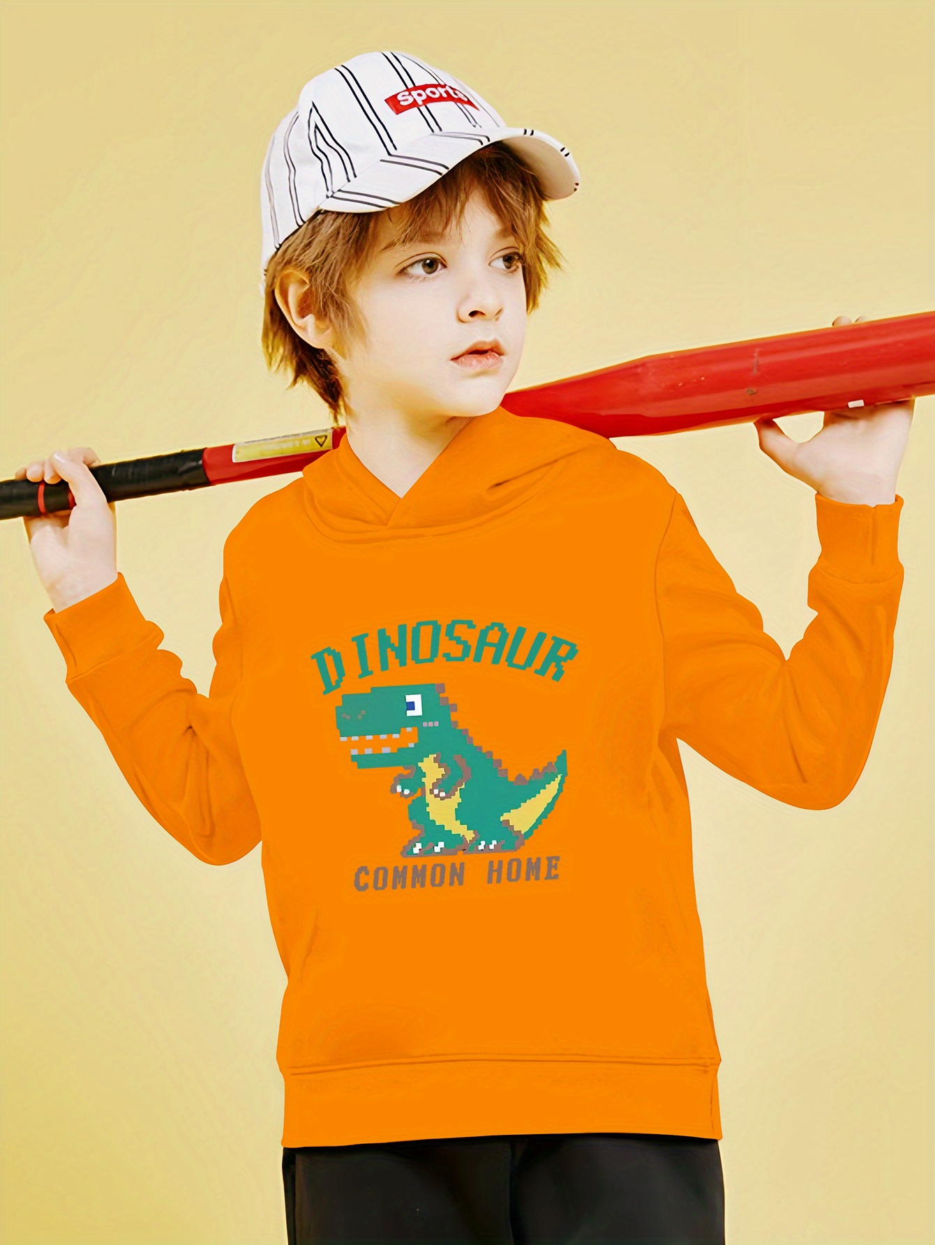 Cartoon Dinosaur Pattern Print Boys Casual Pullover Long - Temu Philippines