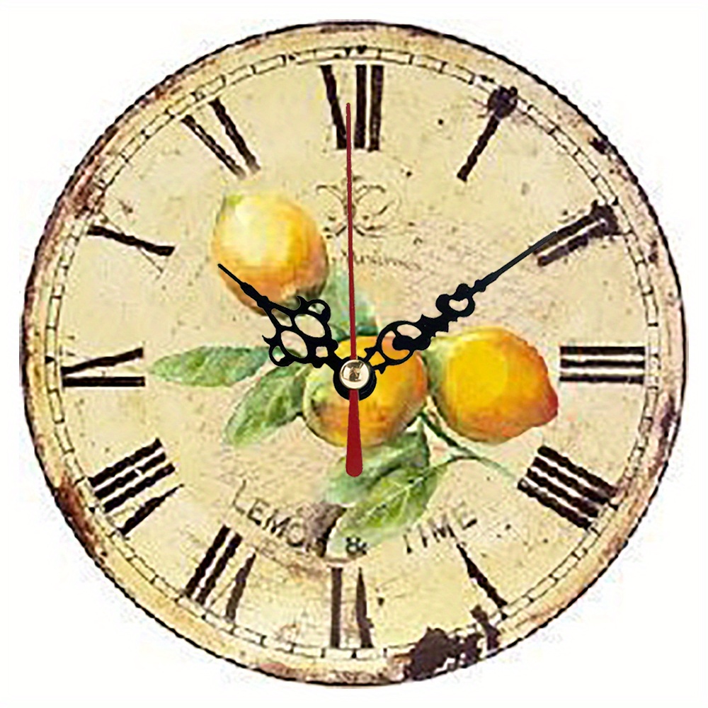 vintage yellow lemons wall clock silent non ticking - Temu Canada