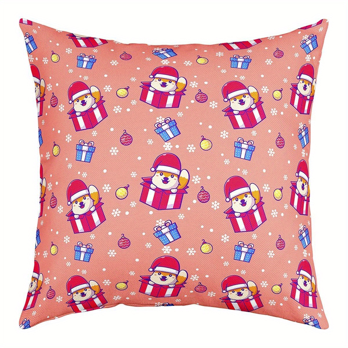 Cute Dog Throw Pillow Cover Merry Christmas New Year Holiday - Temu Ireland