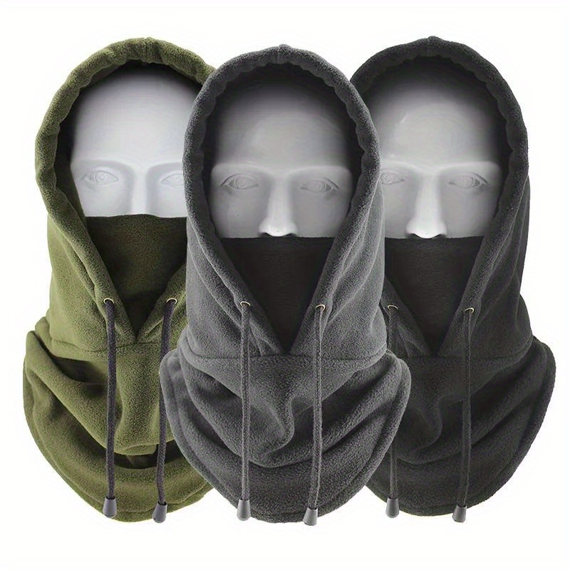 unisex solid color balaclava stylish warm drawstring hooded - Temu Canada