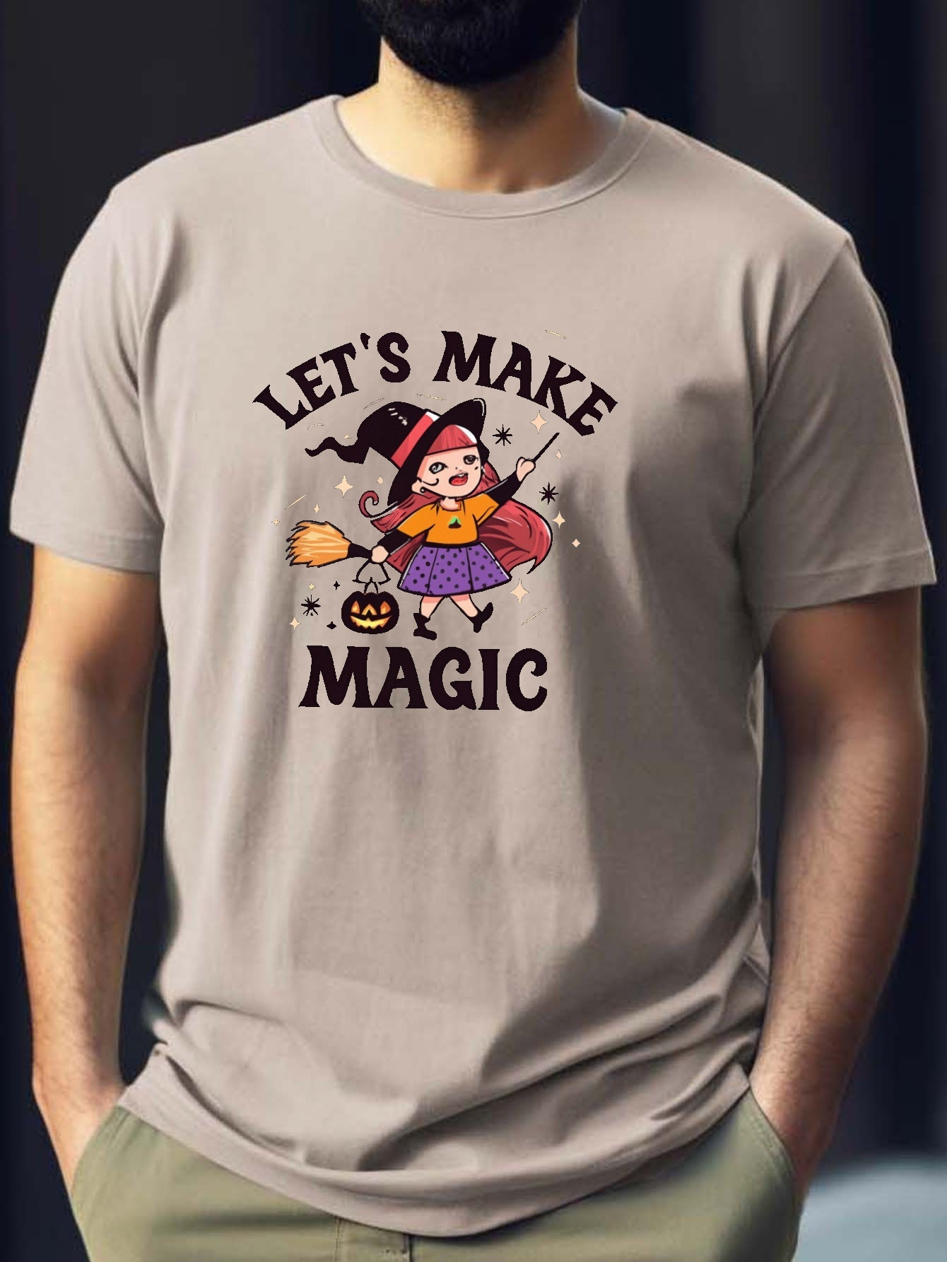 Halloween Theme Let's Make Magic Tees Men Casual Cartoon - Temu Denmark