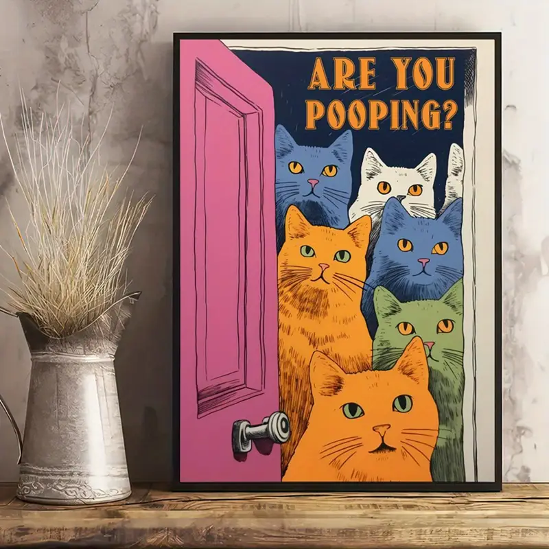 Canvas Poster Cat Print Toilet Pooping Wall Print Wall Art - Temu Canvas Poster Cat Print Toilet Pooping Wall Print Wall Art - Temu