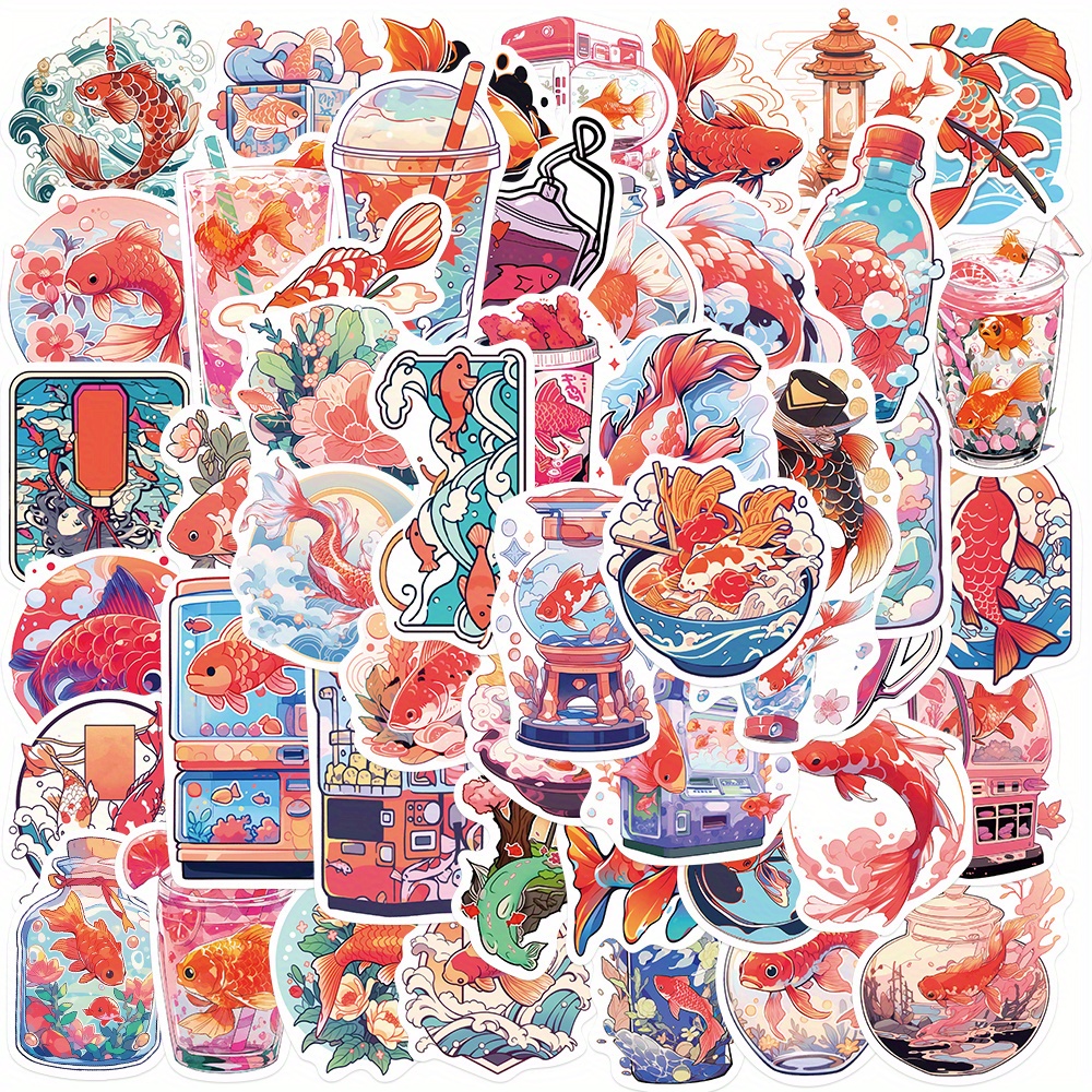 Koi Carp Goldfish Waterproof Diy Creative Vinyl Stickers - Temu New Zealand