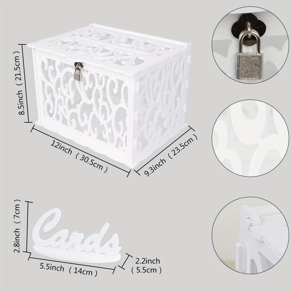 White Acrylic Wedding Locked Card Box Gift Envelope Money Box Card Box ...