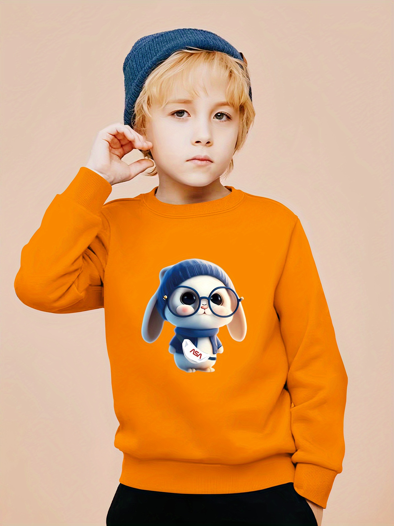Sweet Rabbit Pattern Print Sweatshirt Kids Boys Keep Little - Temu Ireland