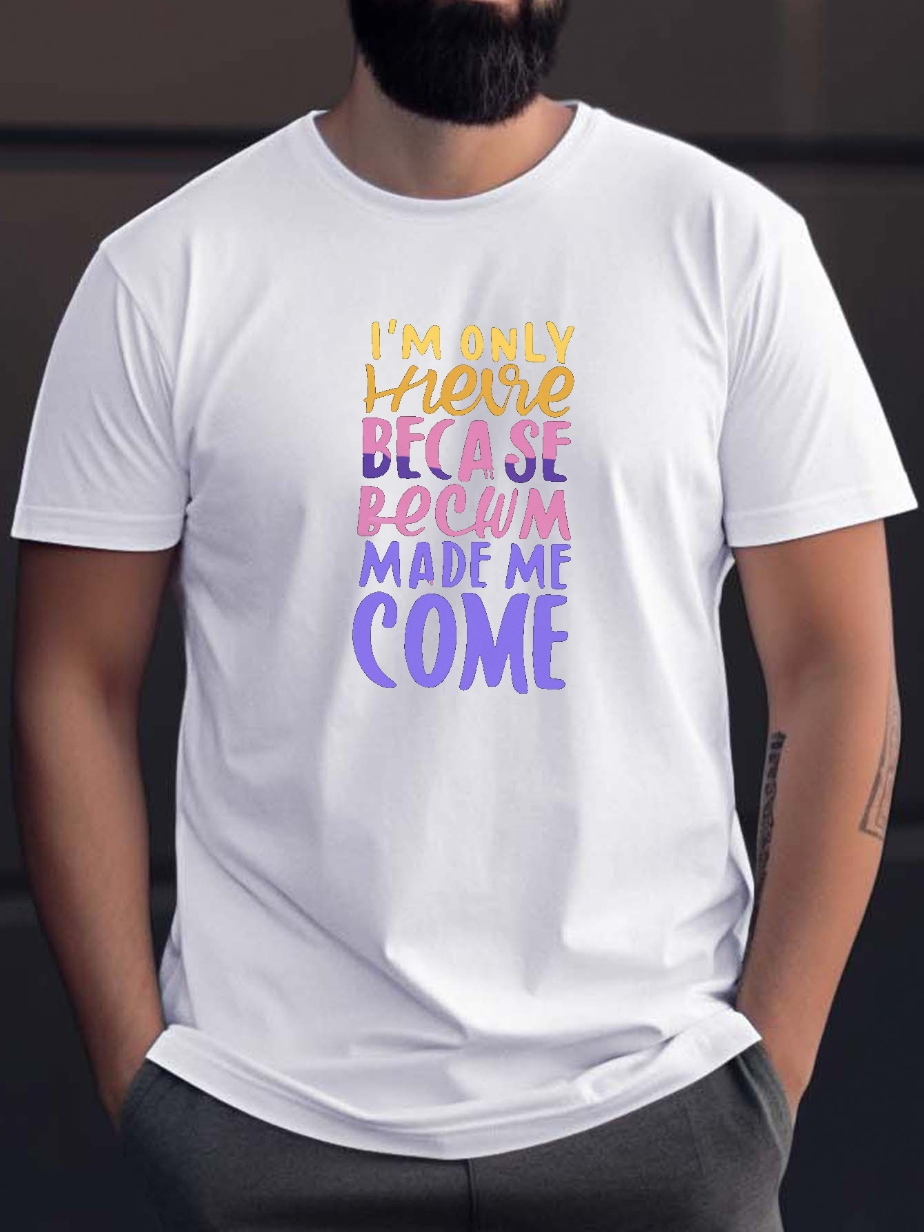 ''m Come' Print T Shirt Tees Men Casual Short - Temu Canada
