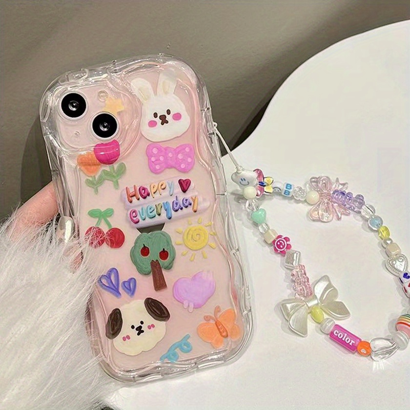 Cute Cartoon Happy Animal 3d Curved Edge Wave Glossy Phone - Temu ...