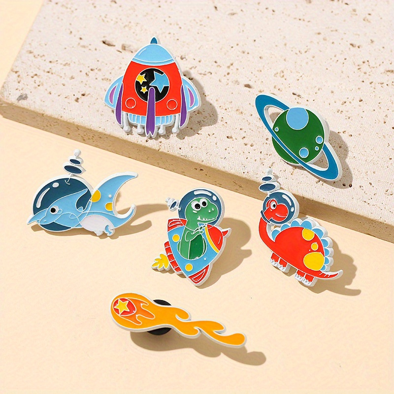 Small Cute Cartoon Badge Men Astronaut Bunny Pin Dinosaur - Temu