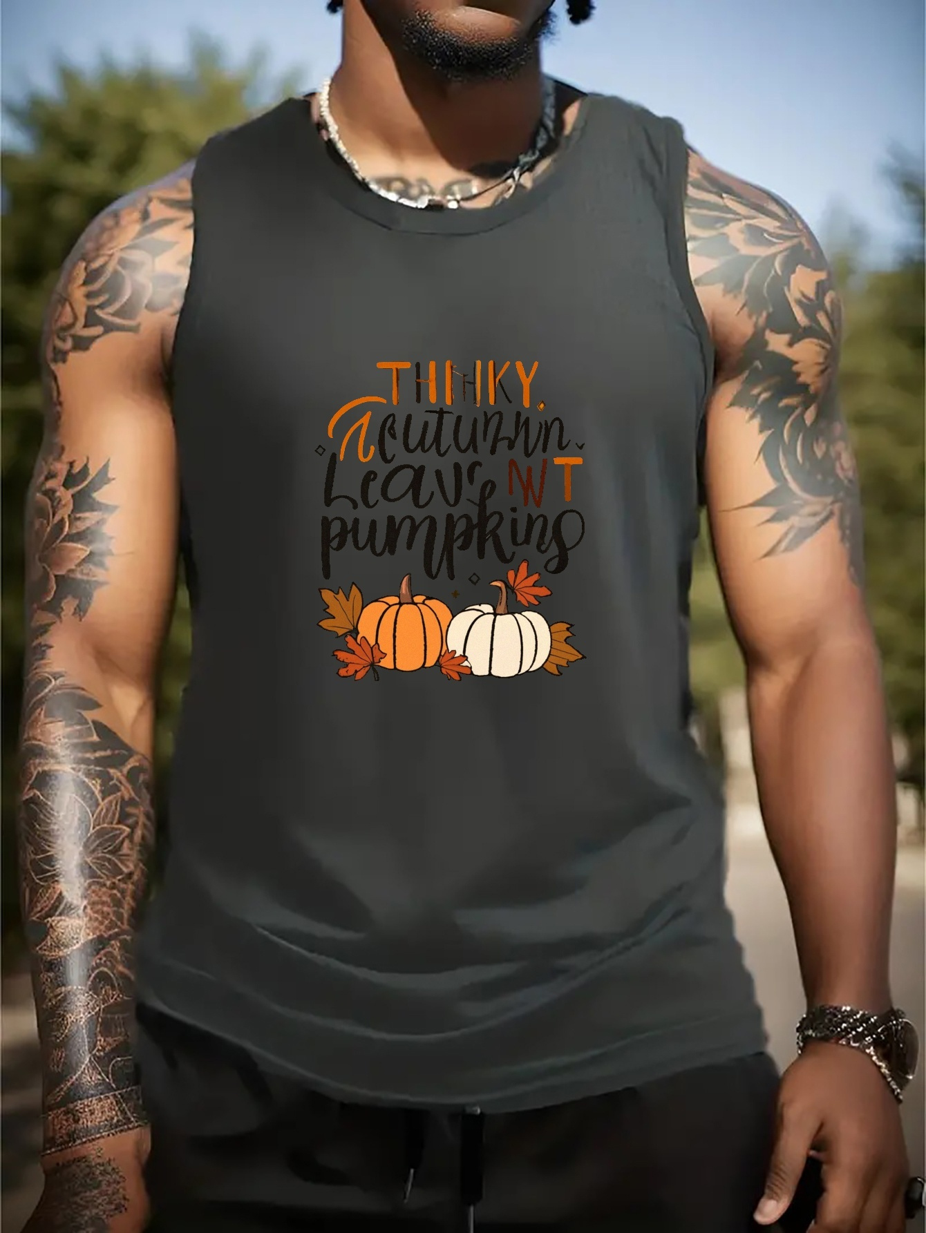 Plus Size Men's Tank Top Halloween Pumpkins Letters Print - Temu Denmark