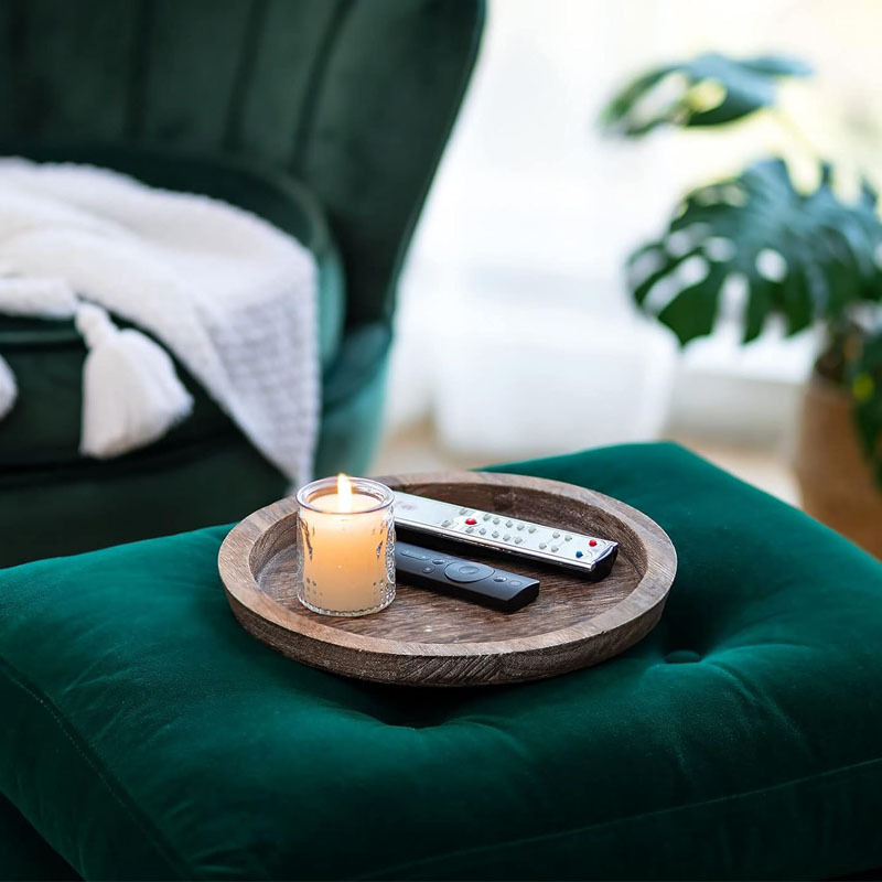 Countryside Style Wooden Serving Tray Circular Wooden Butler - Temu