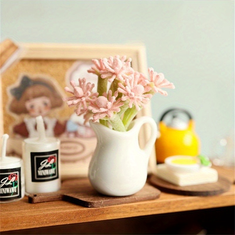 1:12 Dollhouse Miniature Flower Arrangement In Milk Bottle - Temu Canada