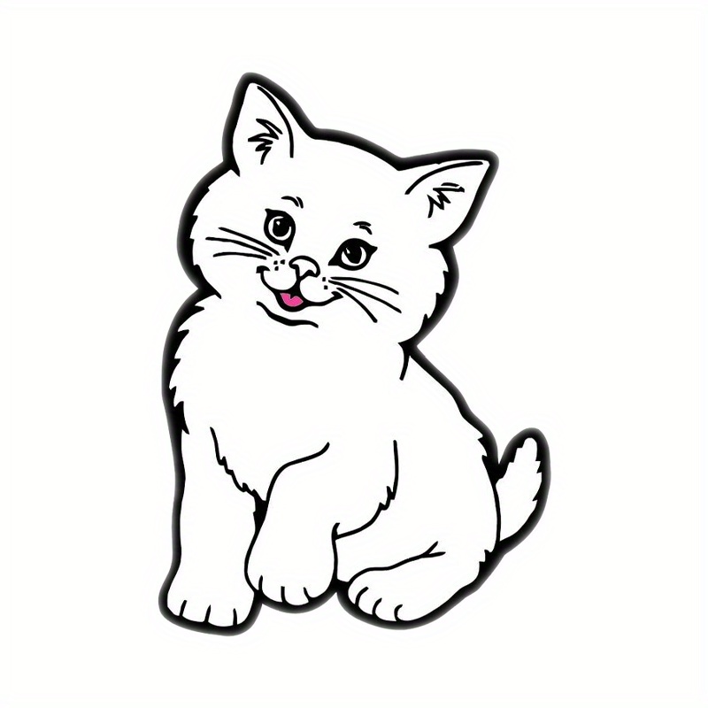 Cat Car Sticker White Animal Smile Cute Waterproof - Temu Australia