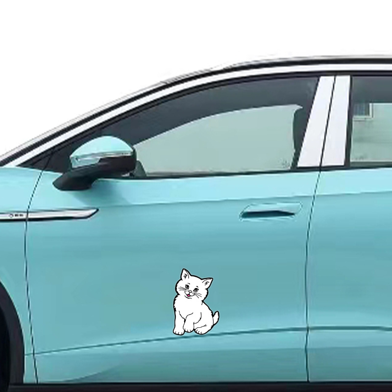 Cat Car Sticker White Animal Smile Cute Waterproof - Temu Australia