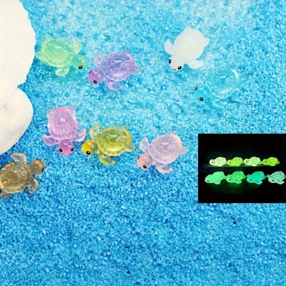 10pcs 30pcs cute resin crystal small turtle aquarium decoration glow in ...