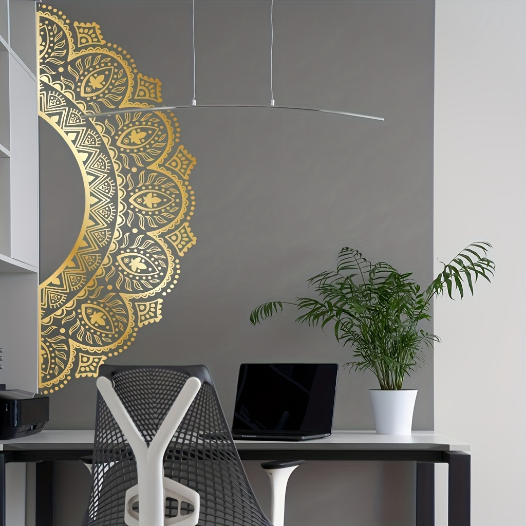 Creative Wall Sticker Golden Mandala Flower Pattern Self - Temu Portugal