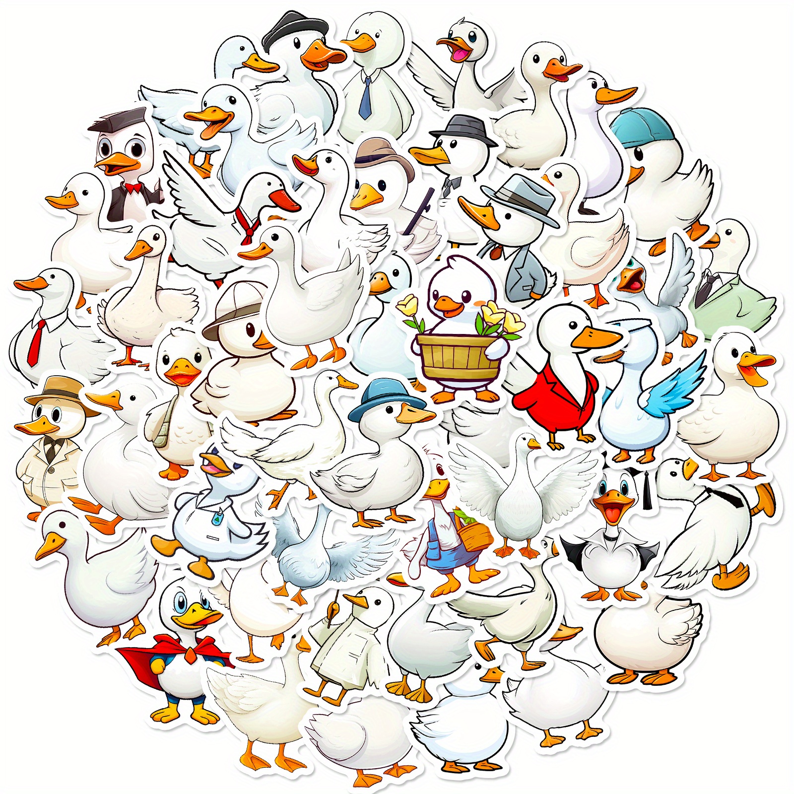Cartoon White Goose Waterproof Diy Creative Vinyl Stickers - Temu Canada
