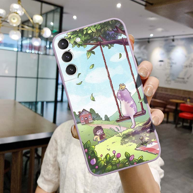 Grass House Girl Cat Tpu Soft Protective Phone Case Samsung - Temu Canada